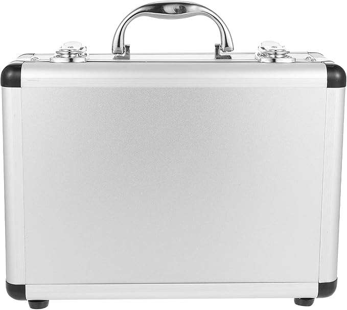 DOITOOL Silver Aluminum Briefcase with Lock, Aluminum Briefcase for Men ...