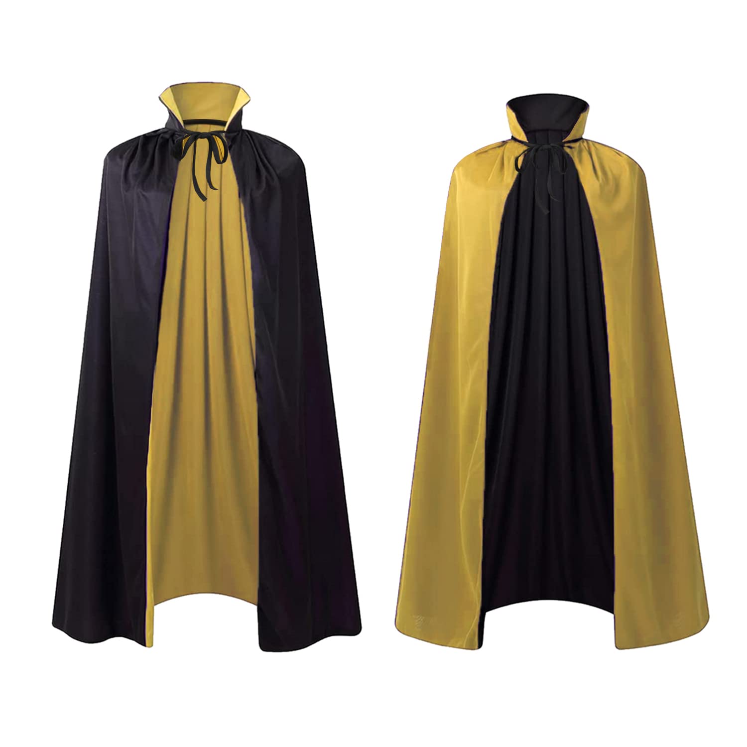 Stand Collar with Hood Reversible Cloak Masquerade Cape Costume, Black ...