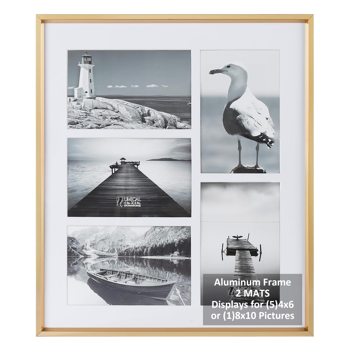 Amazon.com - UMICAL 4x6 5-Opening Picture Frame Gold Aluminum Metal ...