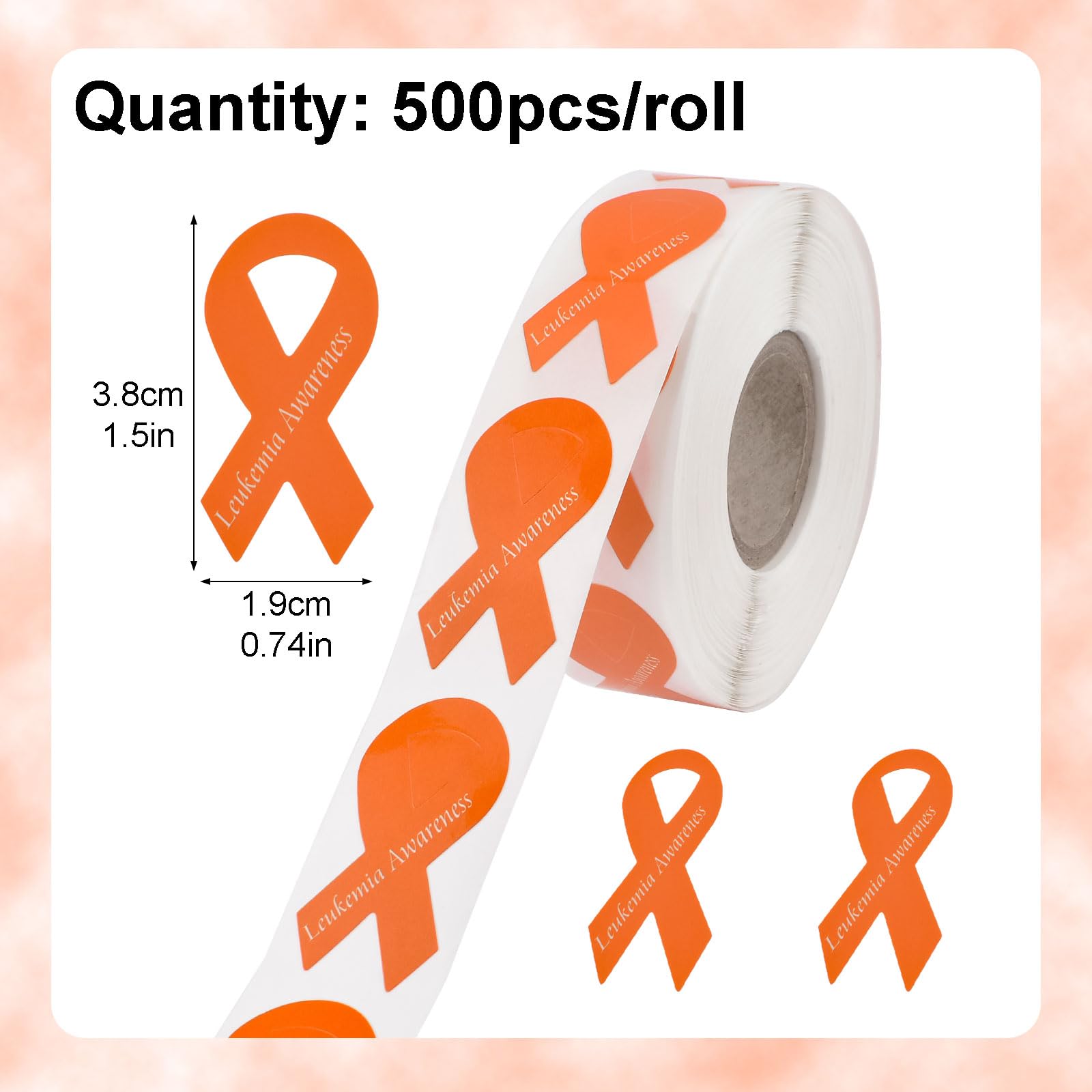 Snapklik.com : Printed Orange Ribbon Stickers, 500pcs Leukemia ...