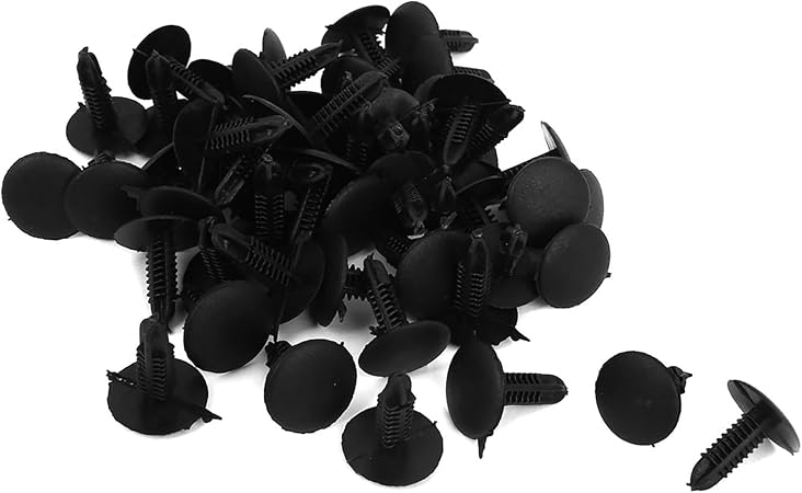 Hihaha 5 x 5mm Hole Dia Black Plastic Rivets Fastener Push Clips 48 Pcs ...