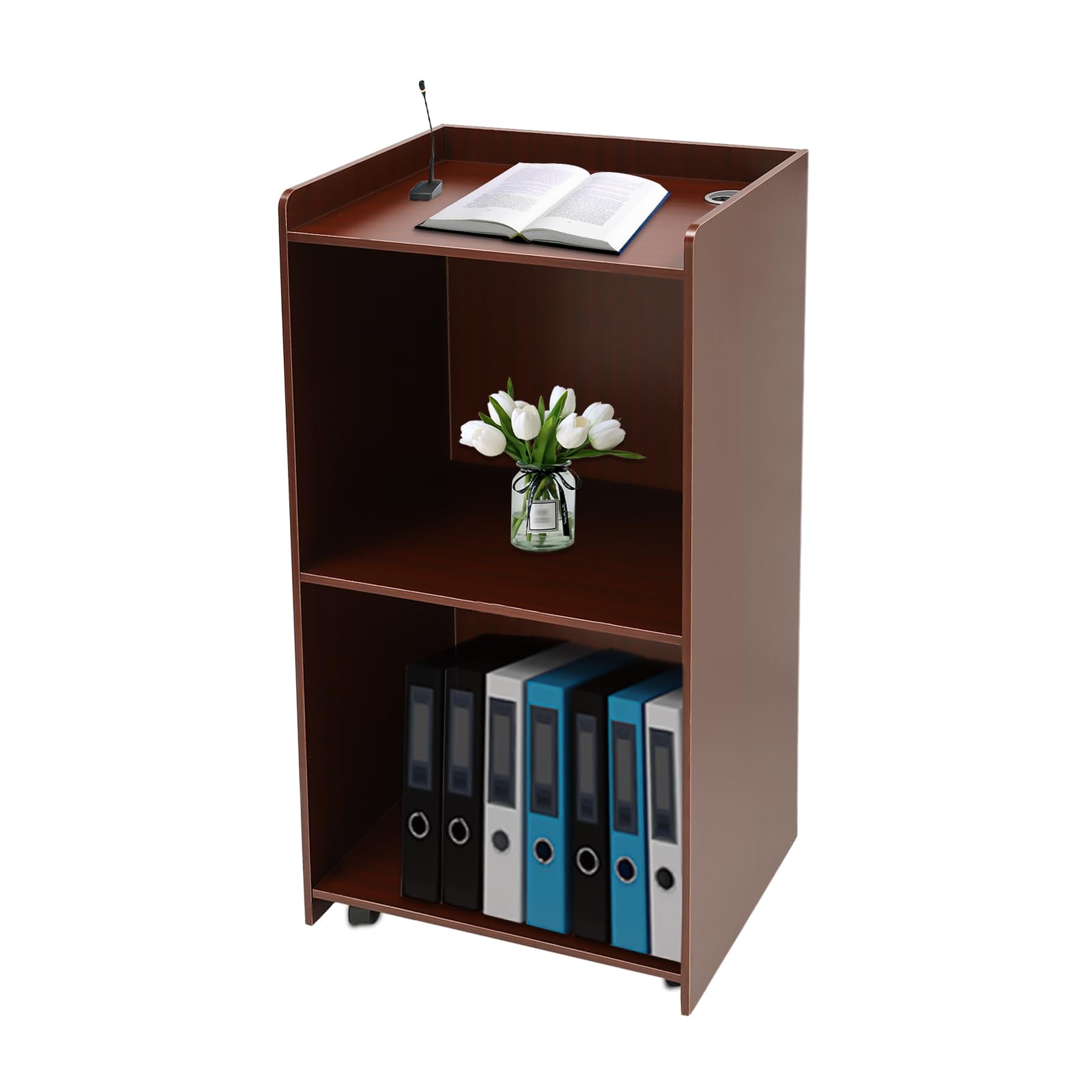 Amazon.com: Mobile Podium Stand on Wheels Portable Modern Lectern ...