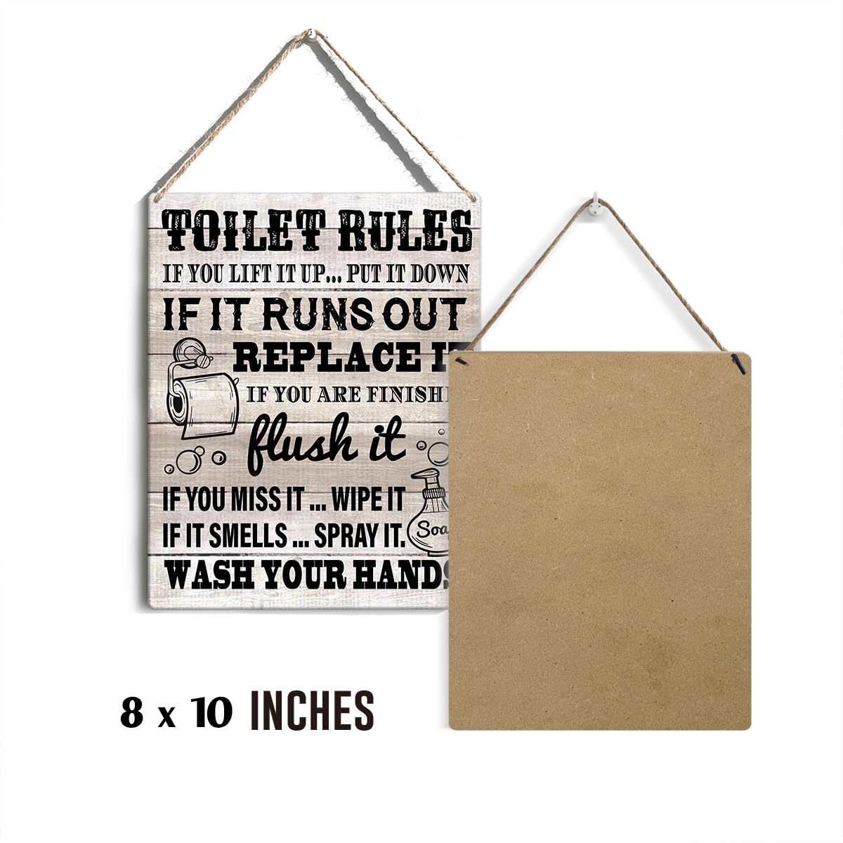 Snapklik.com : Farmhouse Bathroom Toilet Rules Signs Wall Decor Rustic ...