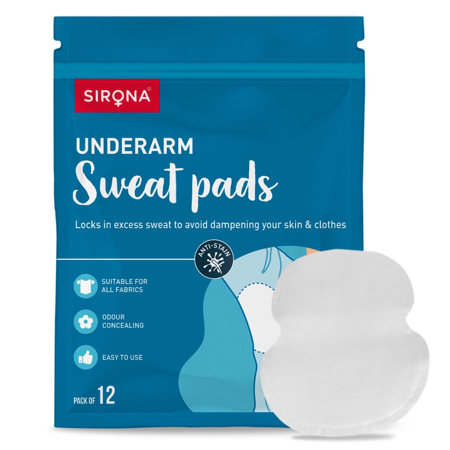Buy Sirona Disposable Underarm Sweat Pads for Men and Women, 12 Pads ...