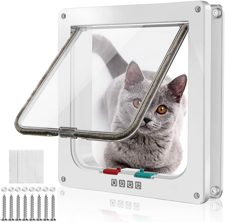 WeeGoo Large Cat Flap (Outer Size 25 x 23.5 cm) Lockable Cat Flaps Pet ...