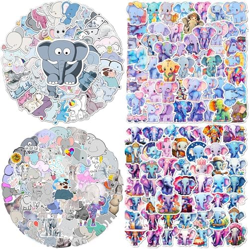200Pcs Elephant Stickers Cartoon Cute Animal Vinyl Waterproof Stickers ...
