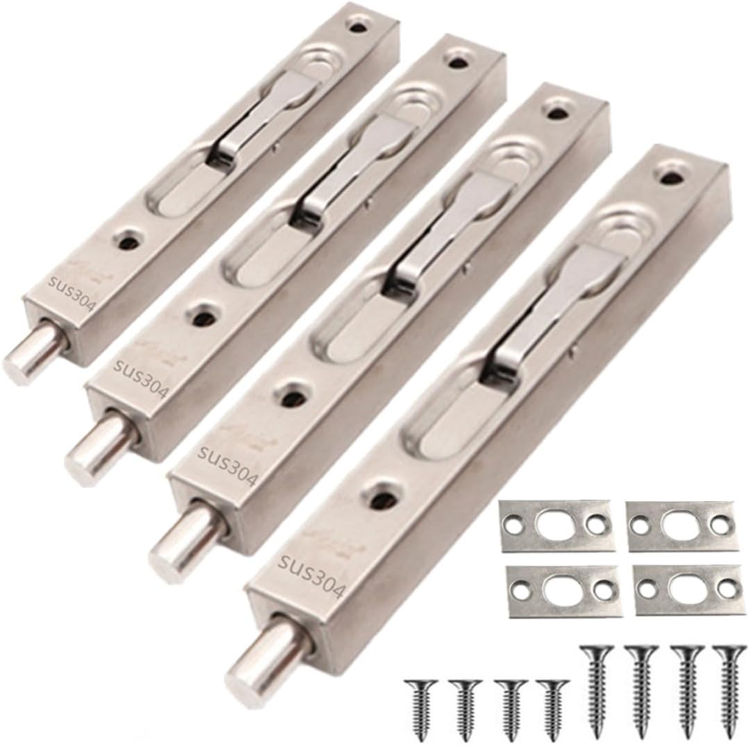 szhdxsy 4-Pack Hidden Latch & Bolt 304 Stainless Steel 6 inch(15cm ...