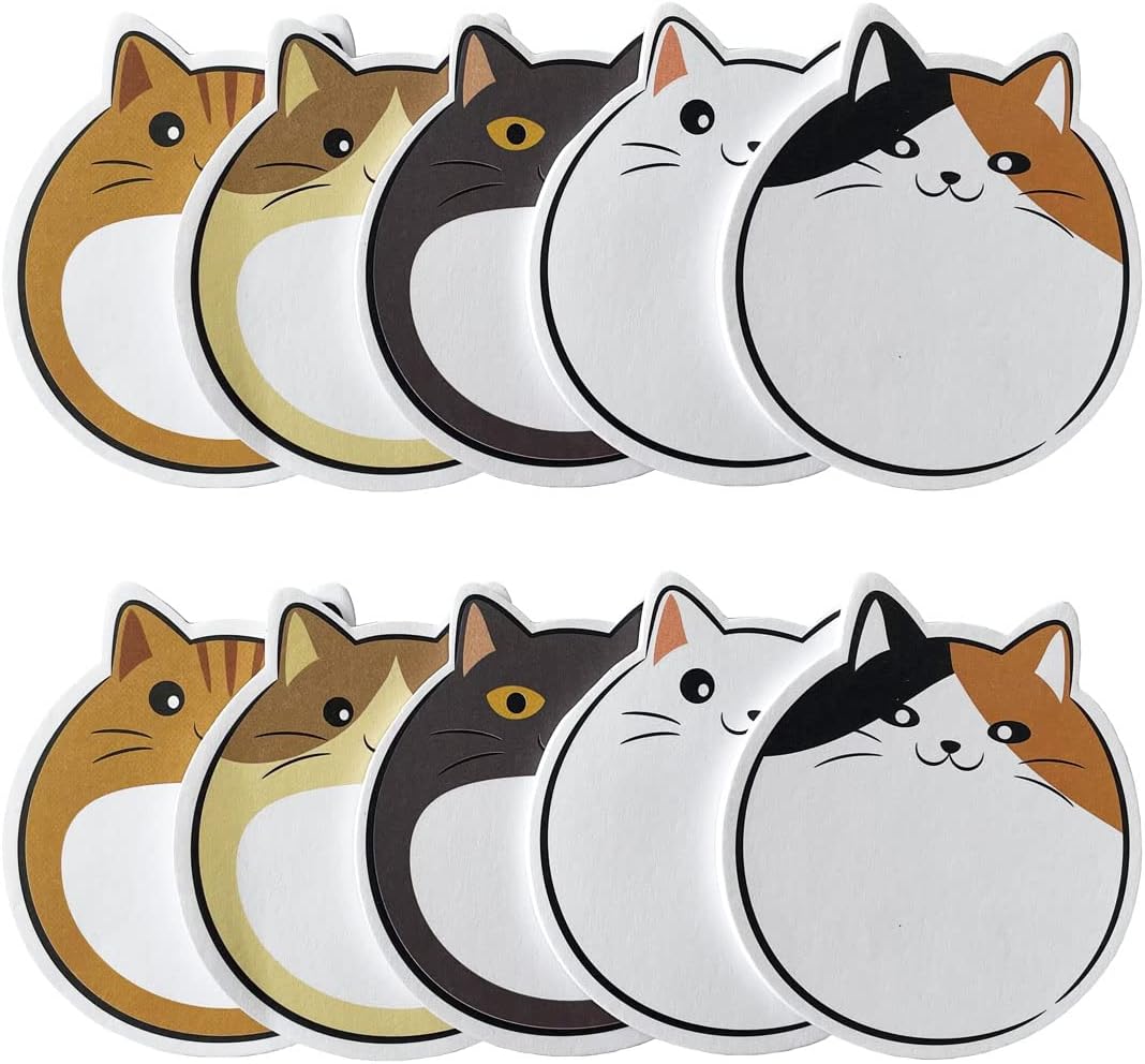 Amazon.com : Cobee Cute Cat Sticky Notes, 5 Pack Kawaii Animal Self ...