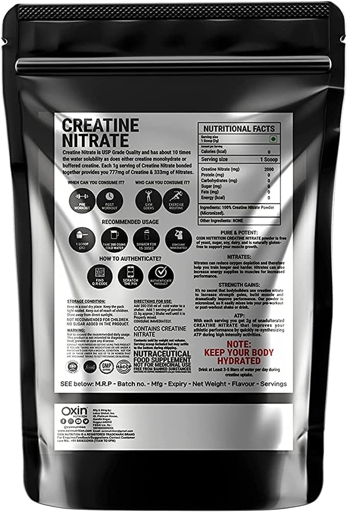 Amazon.com: Flacon Creatine Nitrate Pre Workout Supplement Powder 50 ...