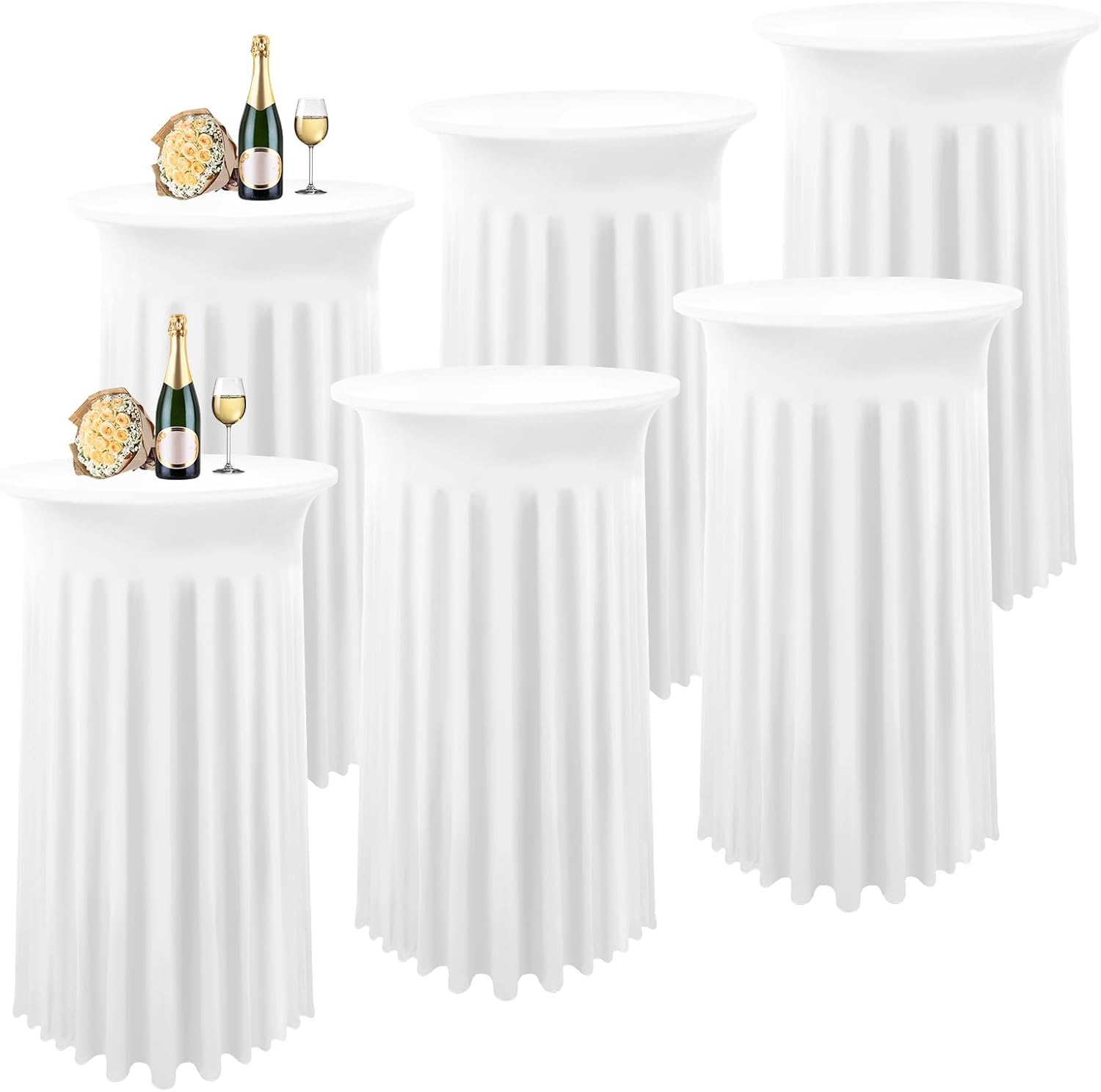 Amazon.com: 6 Packs Cocktail Table Covers White Cocktail Table Cloth 32 ...