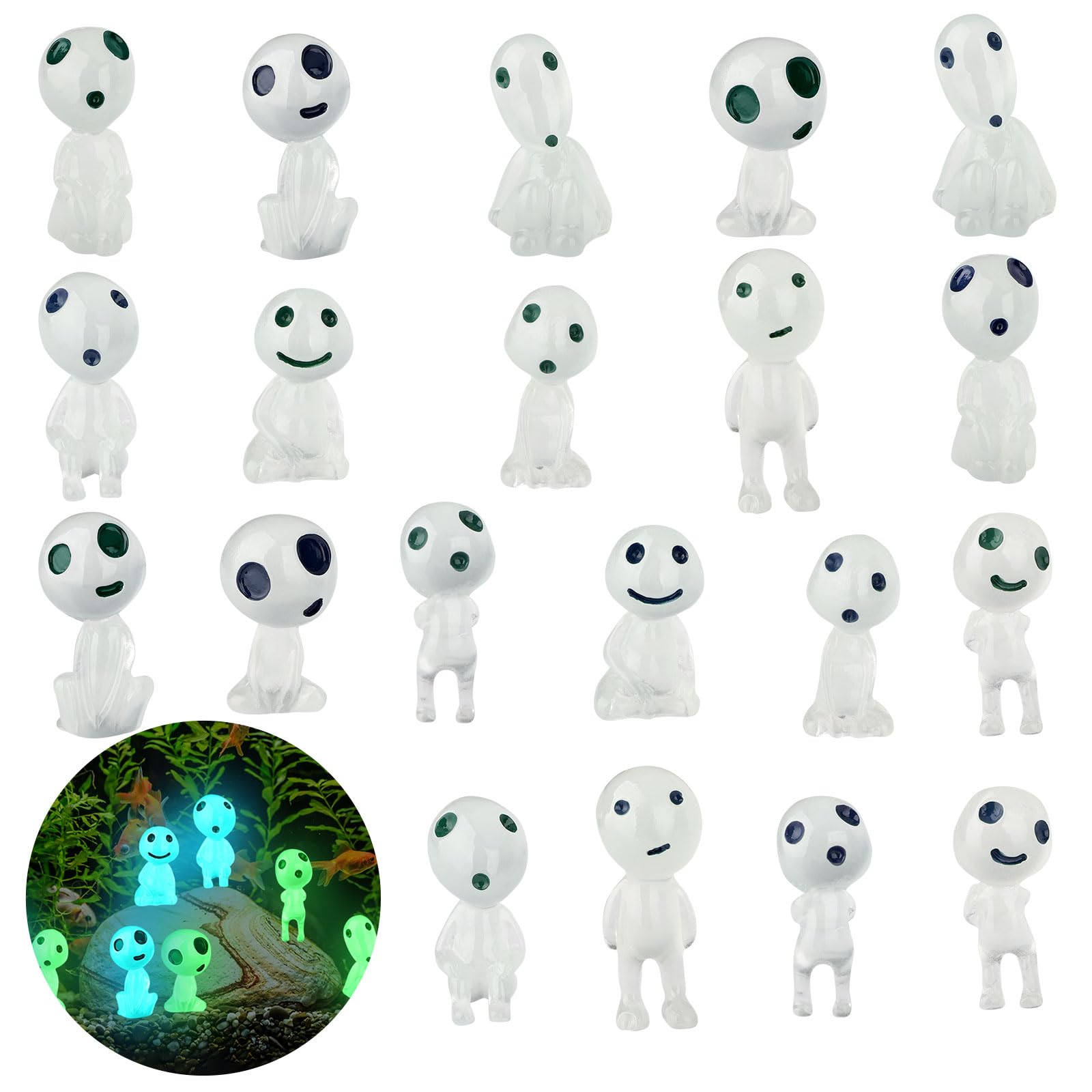 EEEKit Tree Elves Figures Glow in Dark, 20Pcs Miniature Luminous Ghost ...