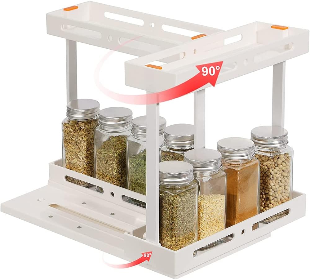 Amazon.com: Wotendy Rotating Spice Rack 2 Tier Spice Jar Rack ...
