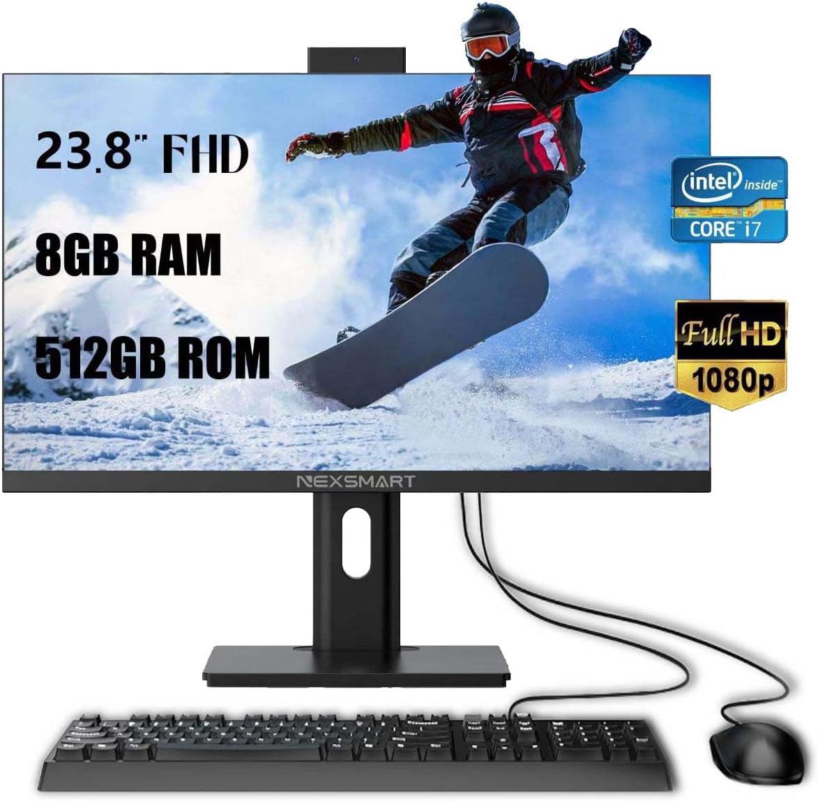 Amazon.com: Desktop Computer All-in-one PC Core i7 (Up to 3.80Ghz) 23.8 ...