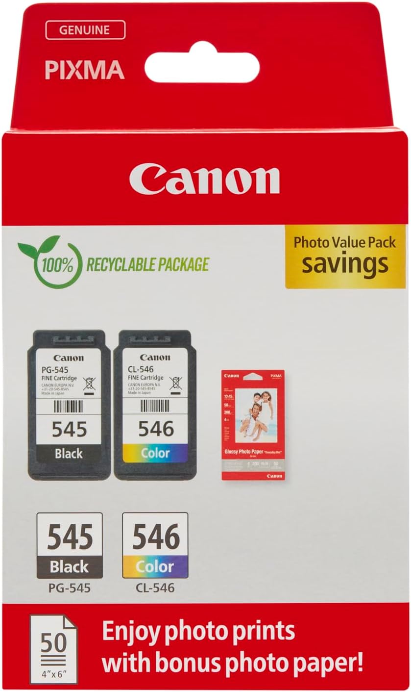 Canon Pack Encre & Papier - PG-545/CL-546 Cartouches d'encre ...