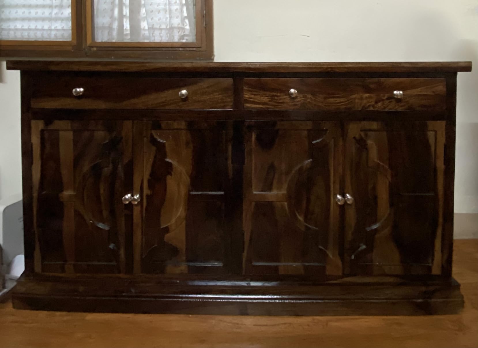 DNP FURNITURE Solid Sheesham Wood Wooden Sideboard Storage Cabinet ...