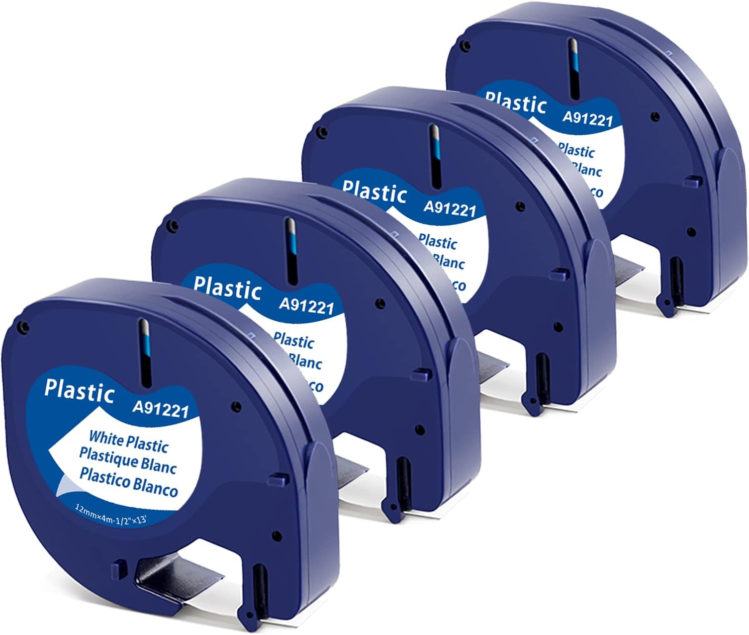 6X LetraTag Label Plastic Label Tape for Dymo, 12 mm x 4 m Roll, White ...