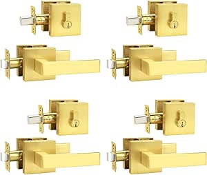 Brotima 4 Pack Keyed Front Door Lockset with Deadbolt, Reversible ...