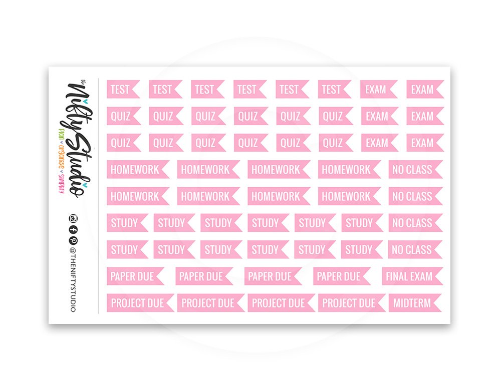 Amazon.com: Planner Stickers for College | Light Pink Flag Stickers for ...