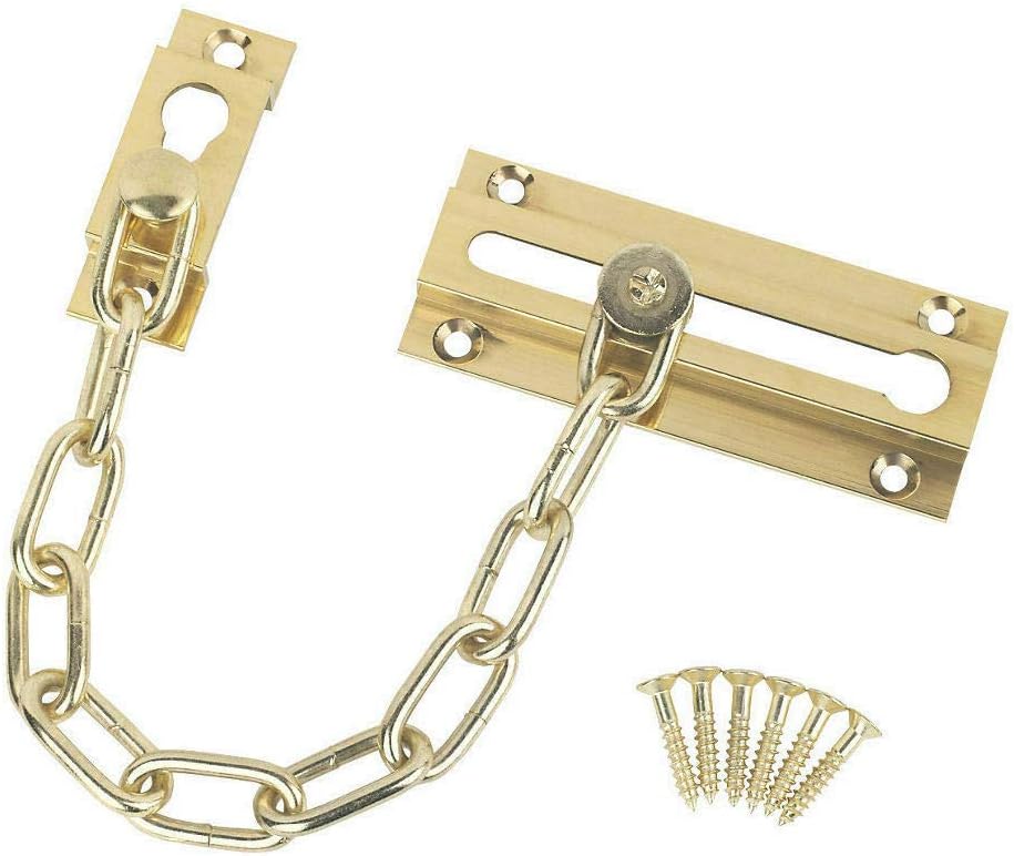UK Strong Steel Door Chain & Screws HIGH Security Safety Guard ...