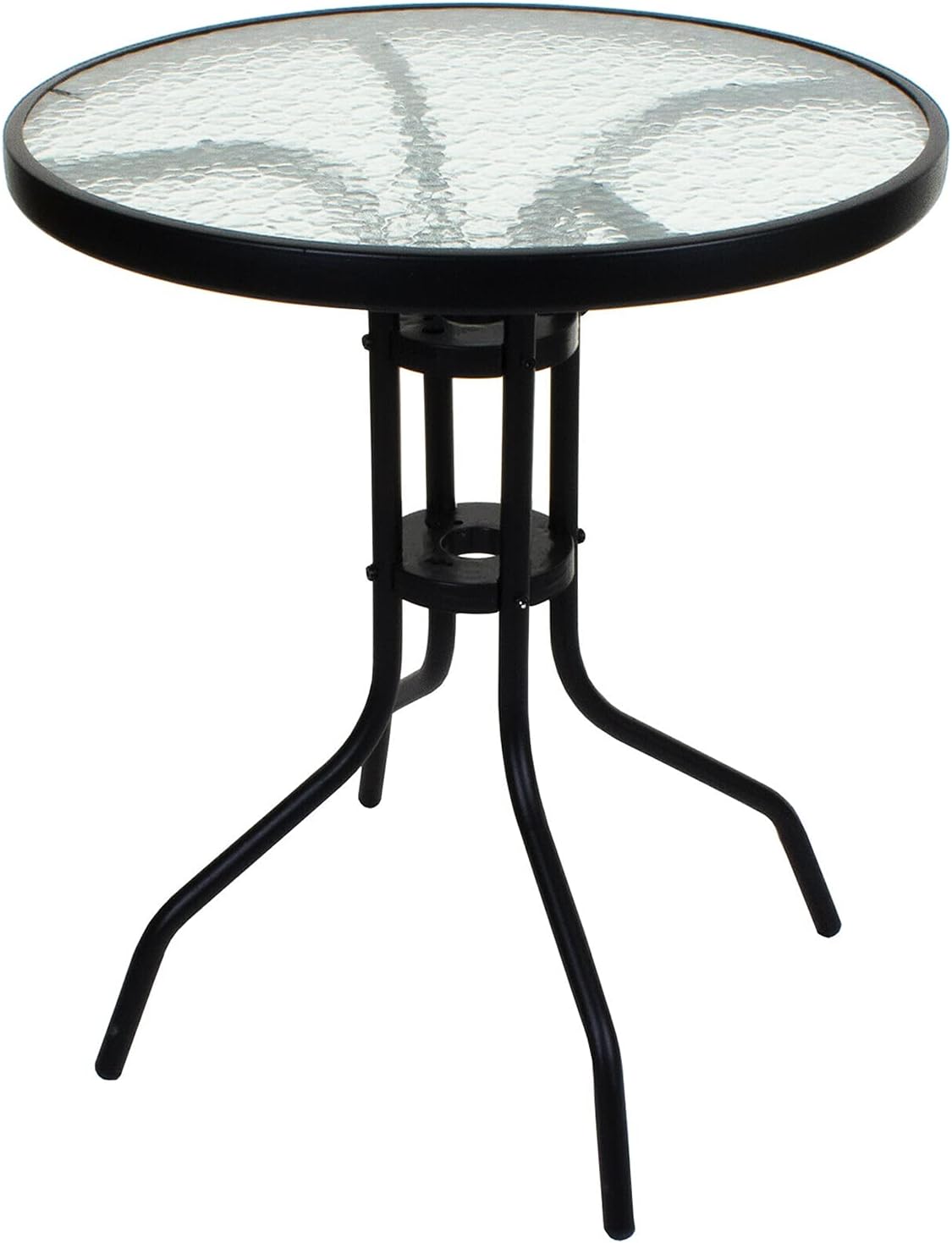 Selections Glass Top Round Garden Table for 6 Piece Patio Furniture ...