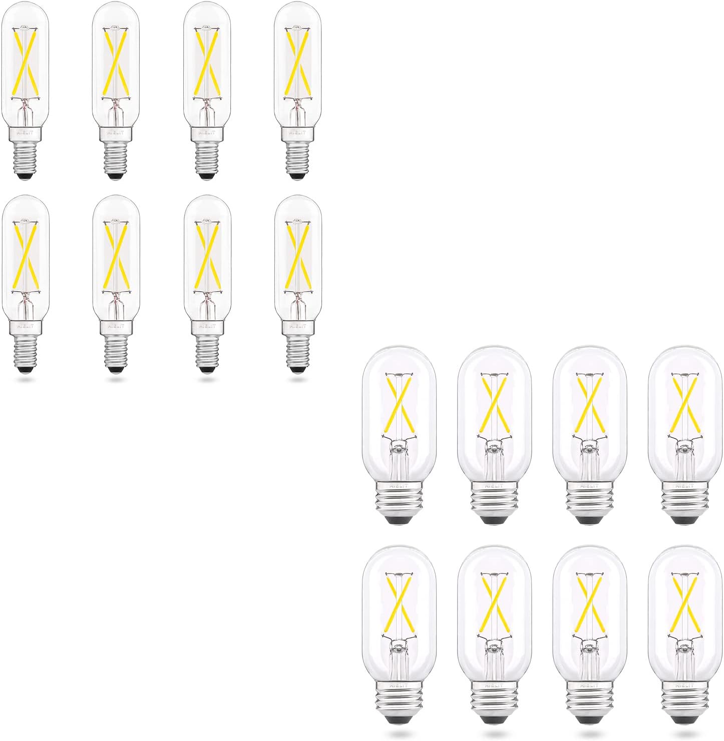 AIELIT 8Pack 2W T6 E12 LED Bulb/T45 E26 LED Light Bulb Bundle, Dimmable ...