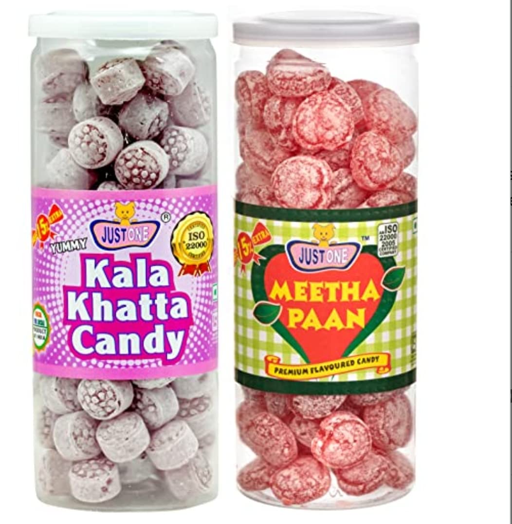 Justone Yummy Kala Khatta Candy And Meetha Paan 460g Pan | Desertcart INDIA