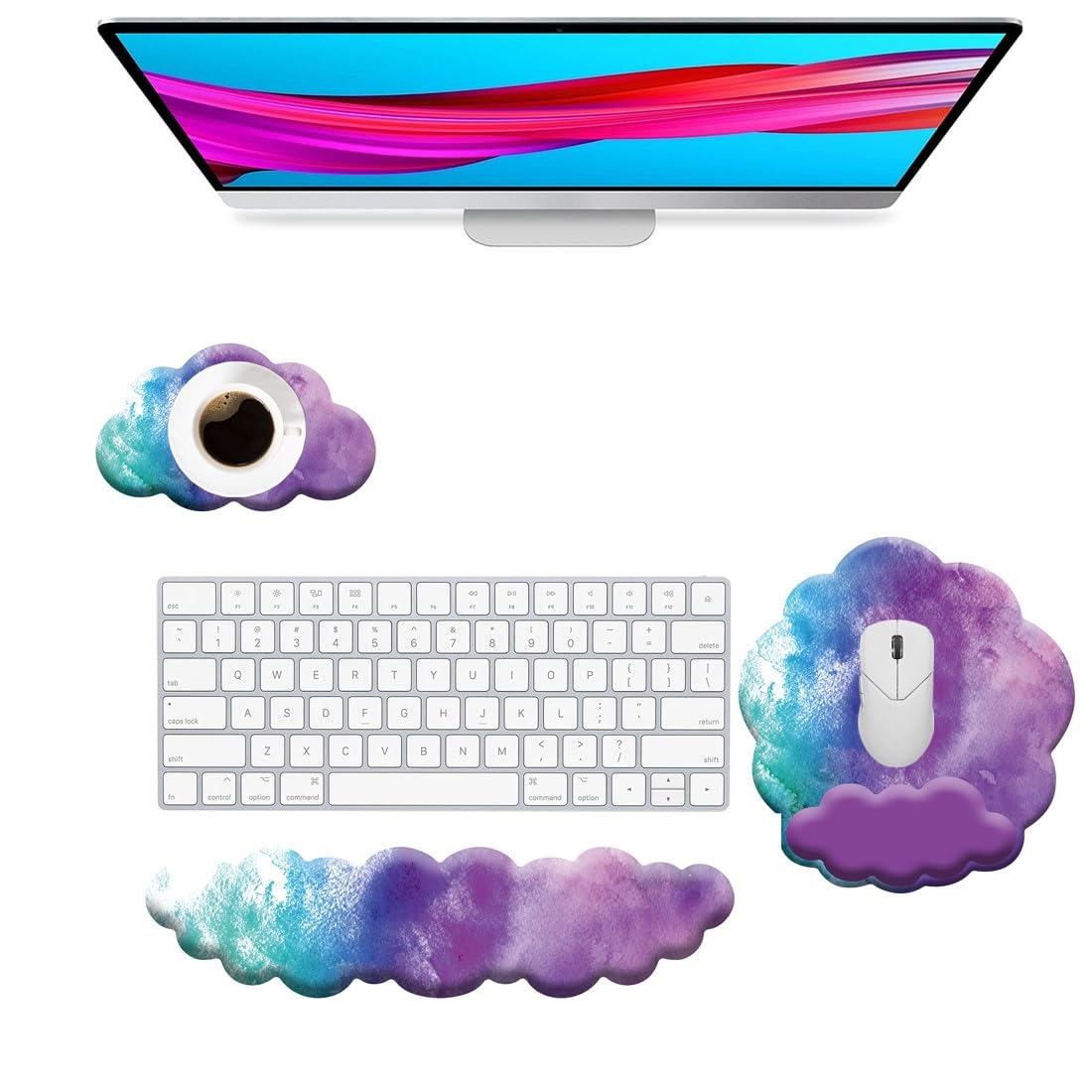 Amazon.com : fonyell Cloud Mouse Pad with Wrist Rest Support Set ...