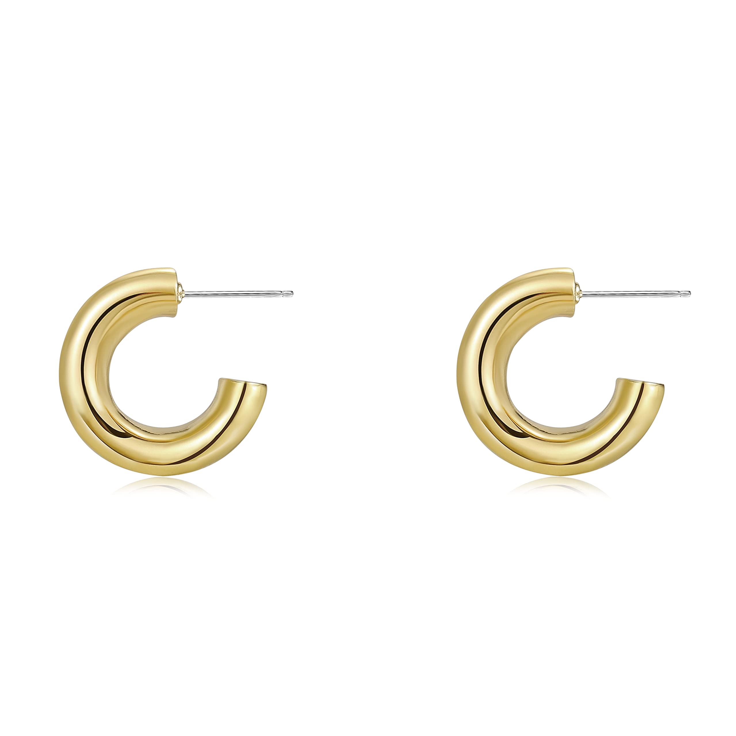 Amazon.com: CONRAN KREMIX Small Thick Gold Chunky Hoop Earrings For ...