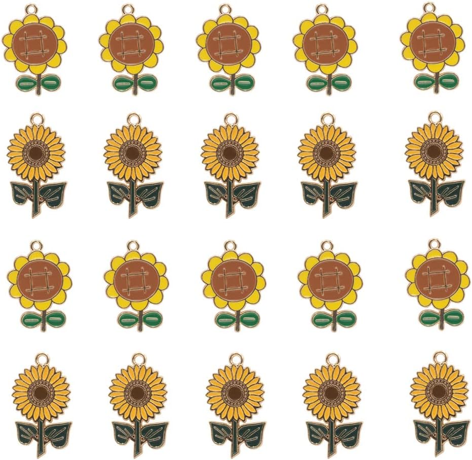 Amazon.com: GTONEE 20pcs Alloy Sunflower Charms Handmade Sun Flower ...