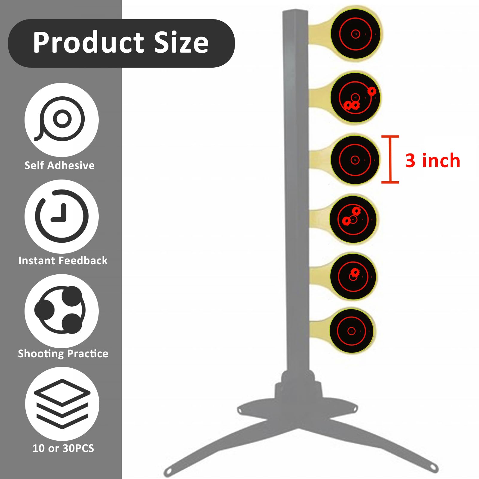 Snapklik.com : Reactive Shooting Target, 30 PCS 3" Self Adhesive Target ...