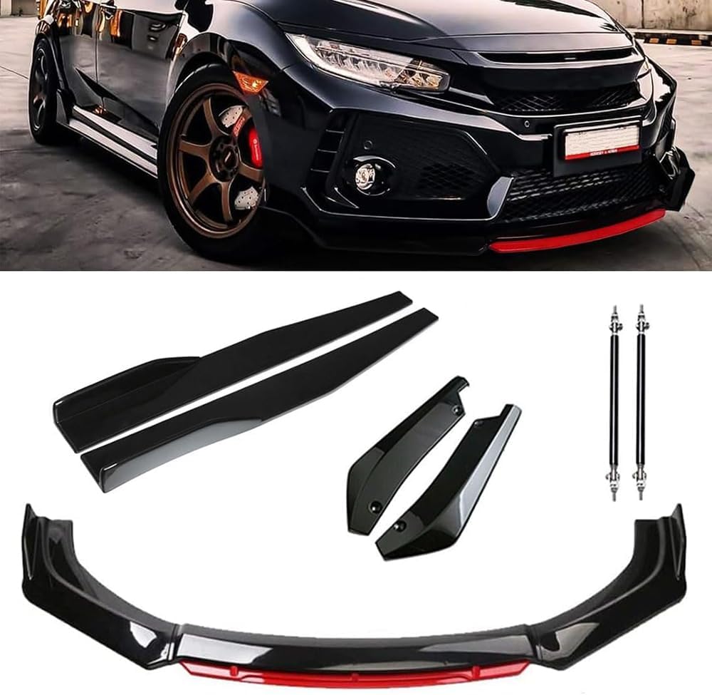 Amazon.com: Evargc Black & Red Universal 63"-70" Front Bumper Lip ...
