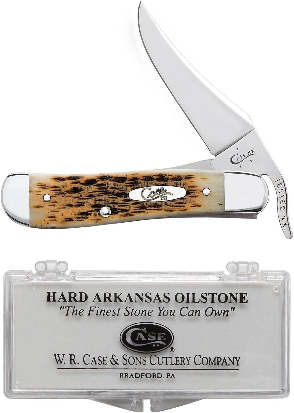 Case XX WR Pocket Knife Russlock Amber Jig Bone W/Sharpening Stone ...