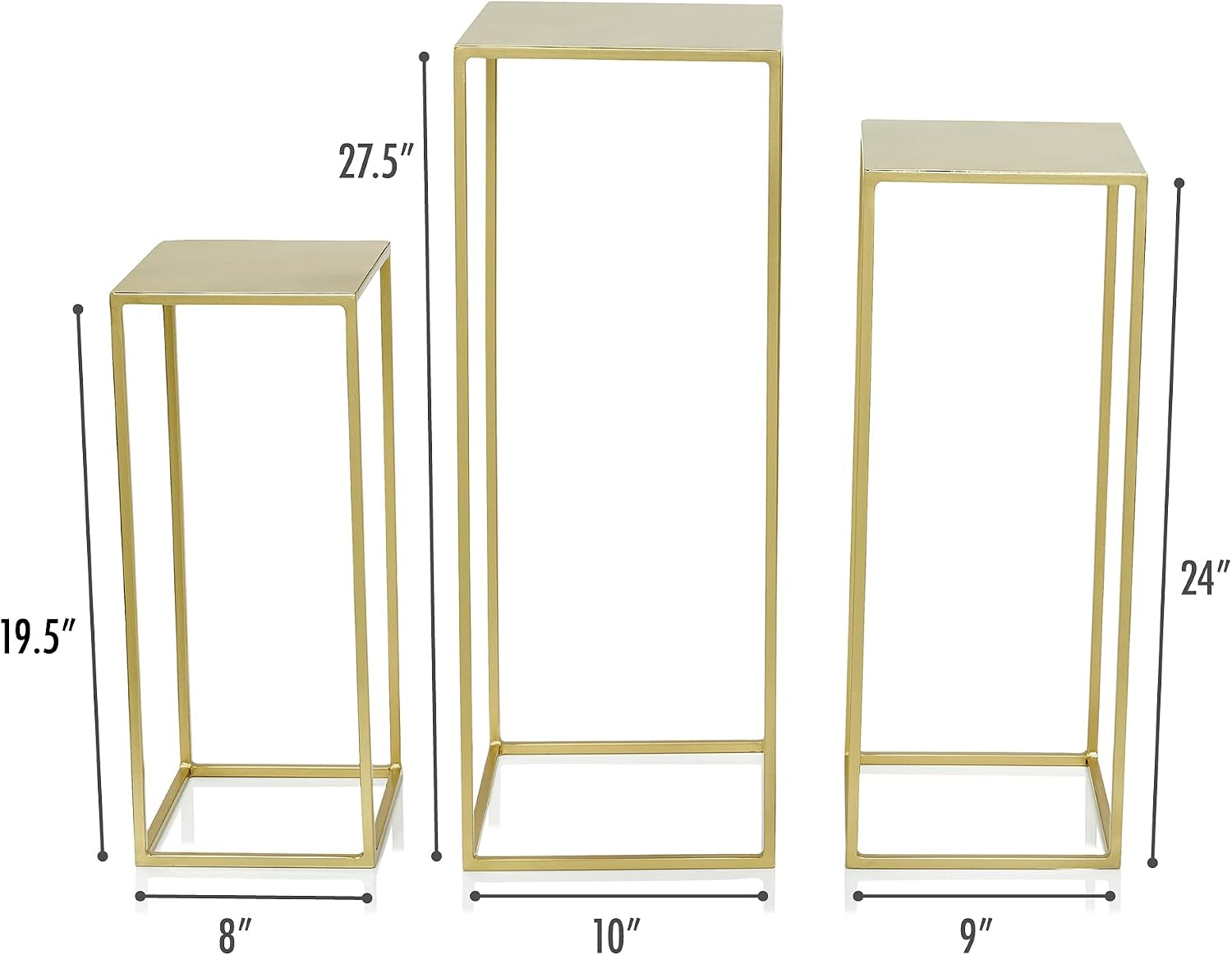 Buy Set of 3 Gold Metal Plant Stand Tall, Nesting Display End Table ...