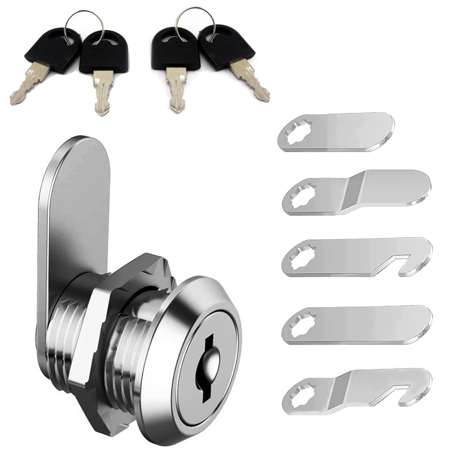 Security Cam Lock with 4 Keys and 5 Lock Plates - Zinc Alloy and Chrome ...