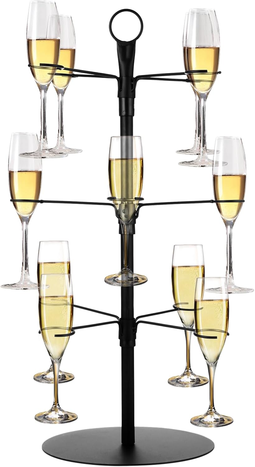 Amazon.com: Lnrueg Cocktail Tree Stand, 3 Tier - 12 Holders Wine Glass ...