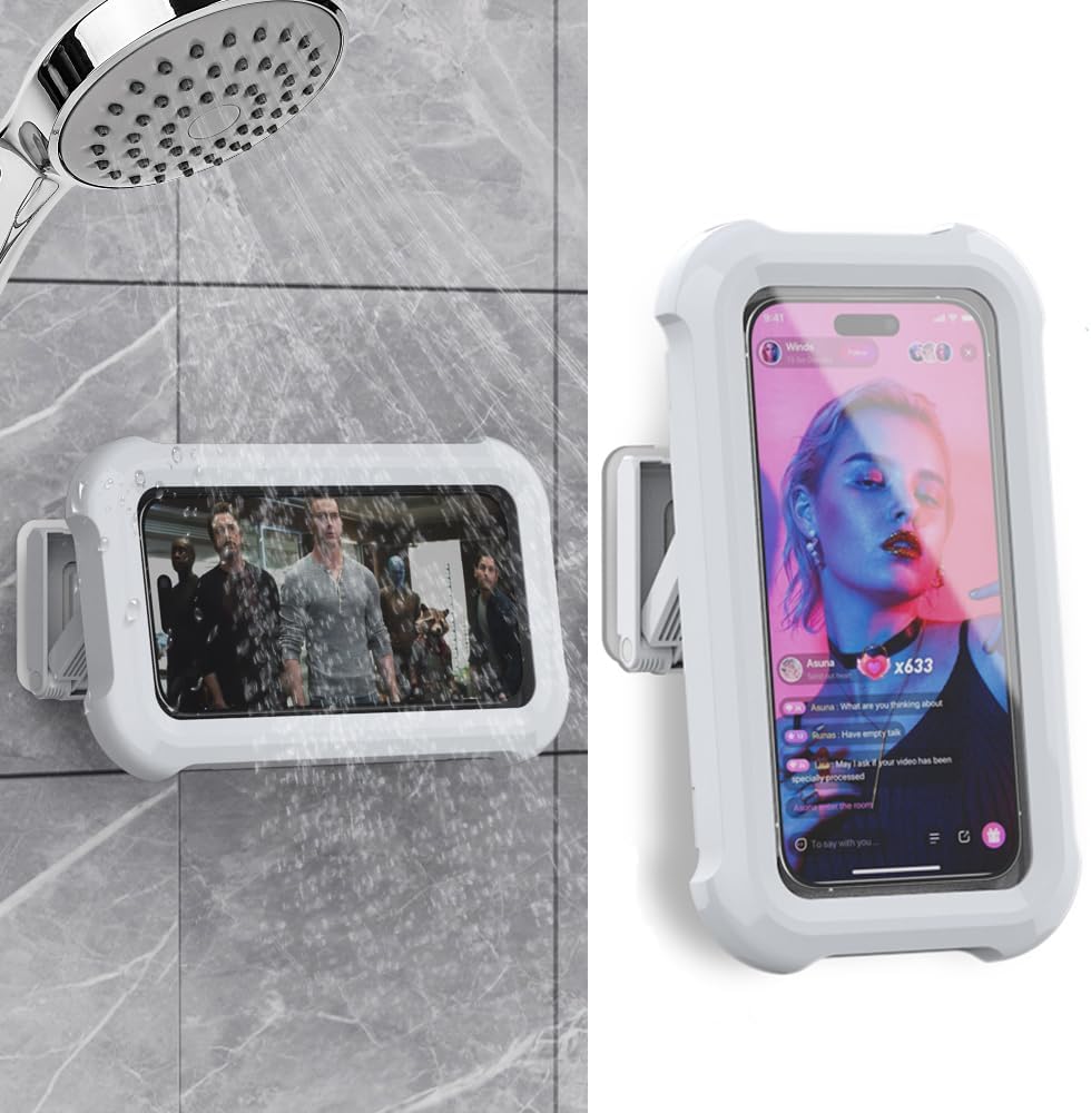 Amazon.com: LC-dolida Shower Phone Holder Waterproof 480 Rotation Phone ...