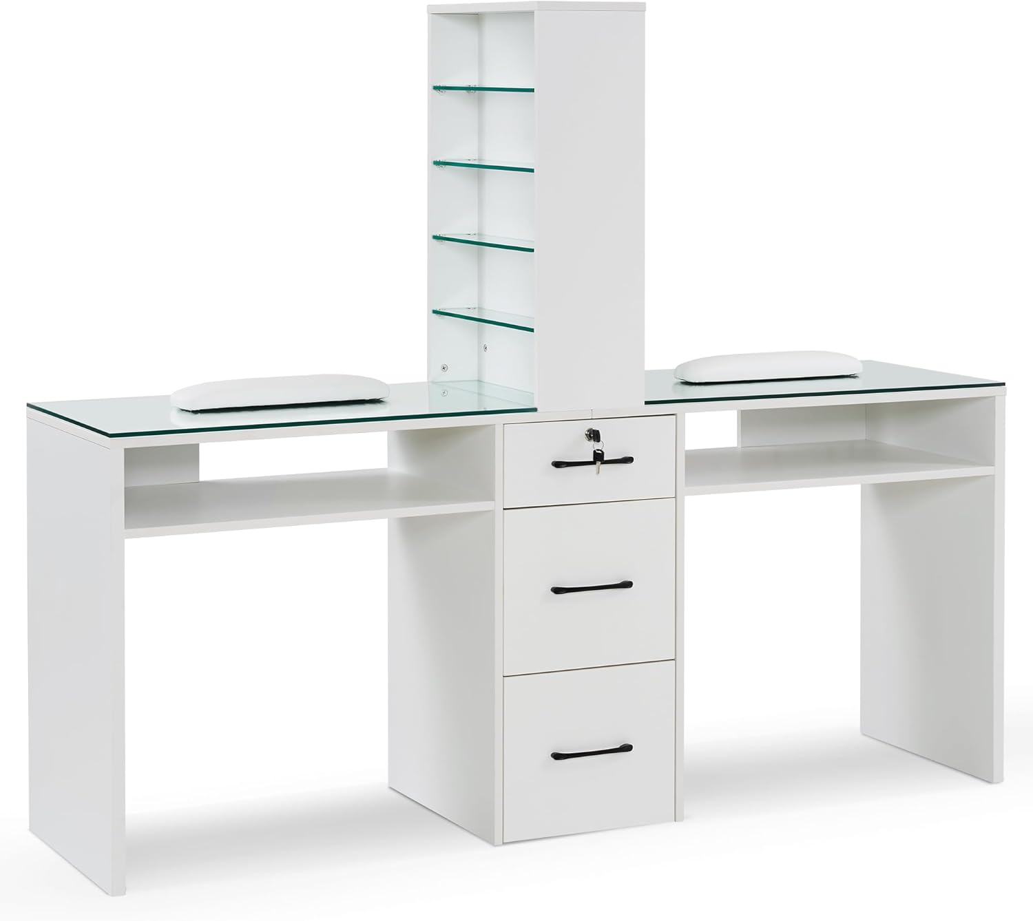 Amazon.com: BarberPub Double Manicure Table for Storage, Beauty Nail ...