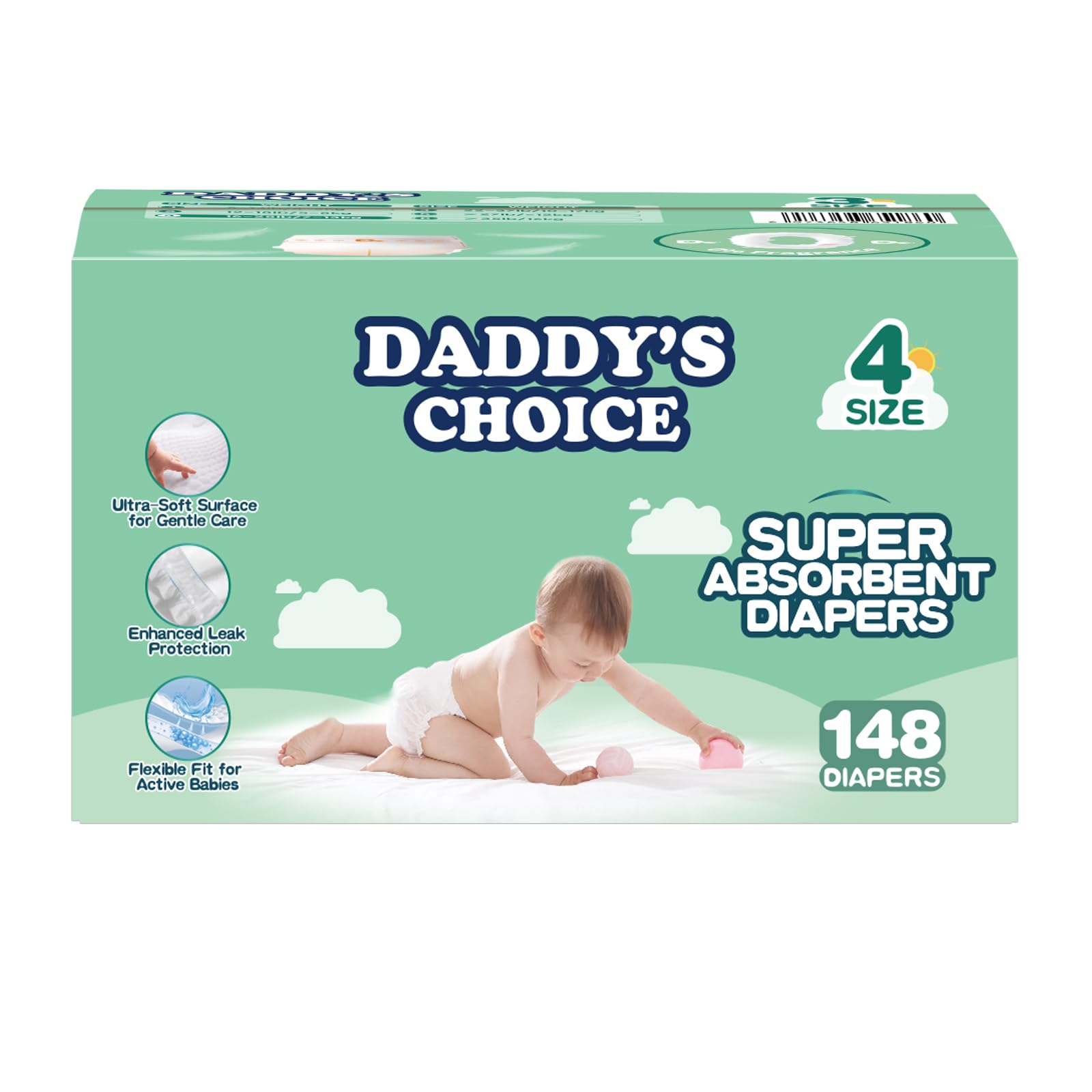 Amazon.com: Size 4 Super Absorbent Diapers, Daddy's Choice Baby Diapers ...