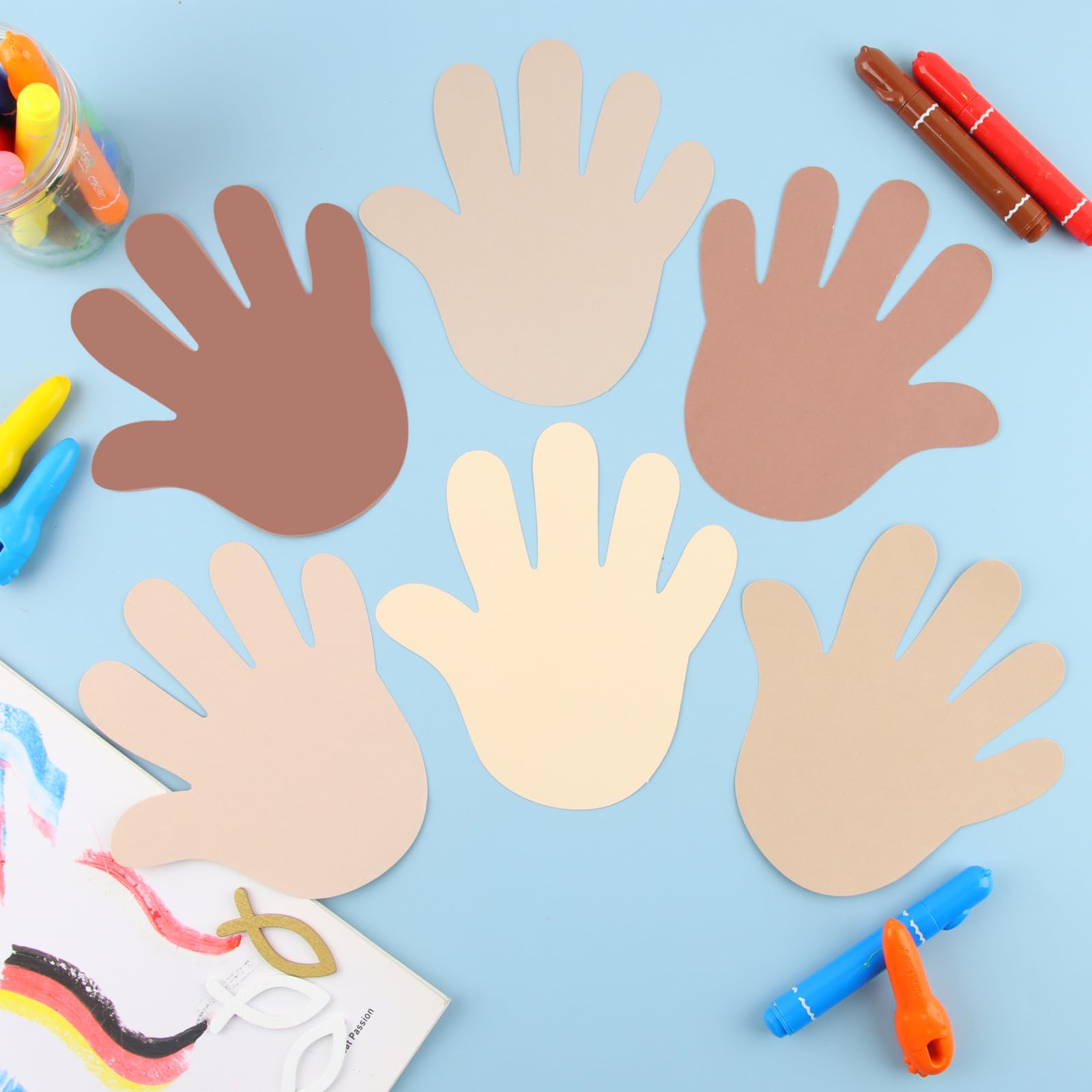 Craft Paper 60 Pcs Multicultural Handprint Paper - 6 Colors Diversity 6 ...