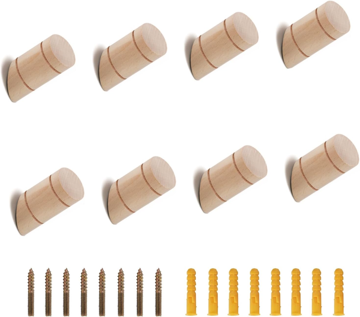 Amazon.com: ZCZQC 8pcs Wooden Coat Hooks Shaker Pegs Coat Peg Natural ...