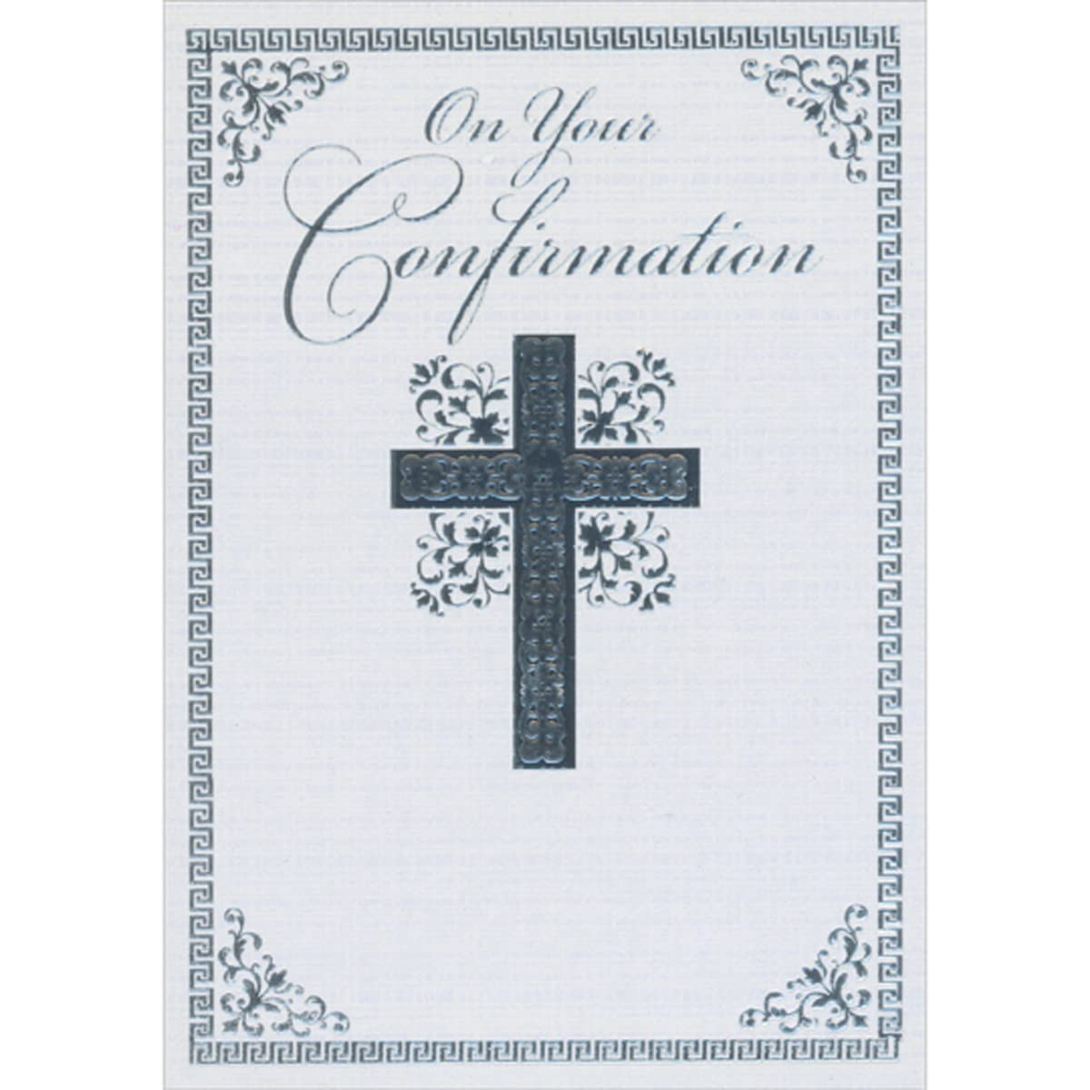 Amazon.com : Designer Greetings Ornate Silver Foil Cross, Flowers and ...
