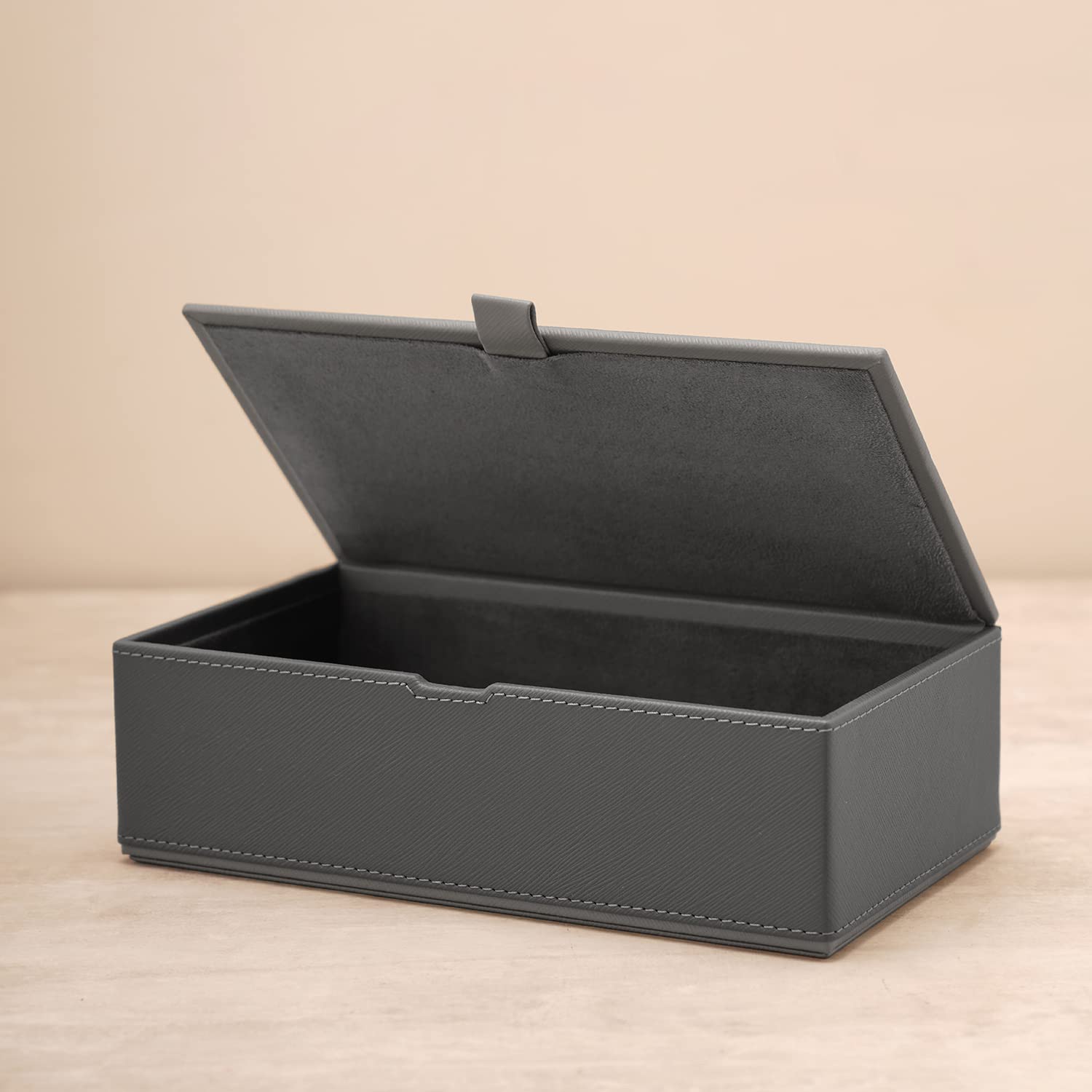 Pure Home + Living Grey Faux Leather Box with Lid : Amazon.in: Home ...