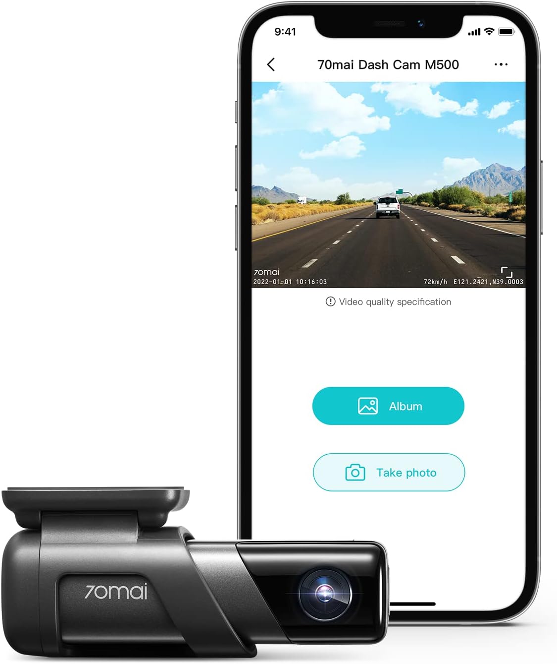 70mai True 2.7K 1944P Dash Cam M500, eMMC Built-in 32GB Storage ...