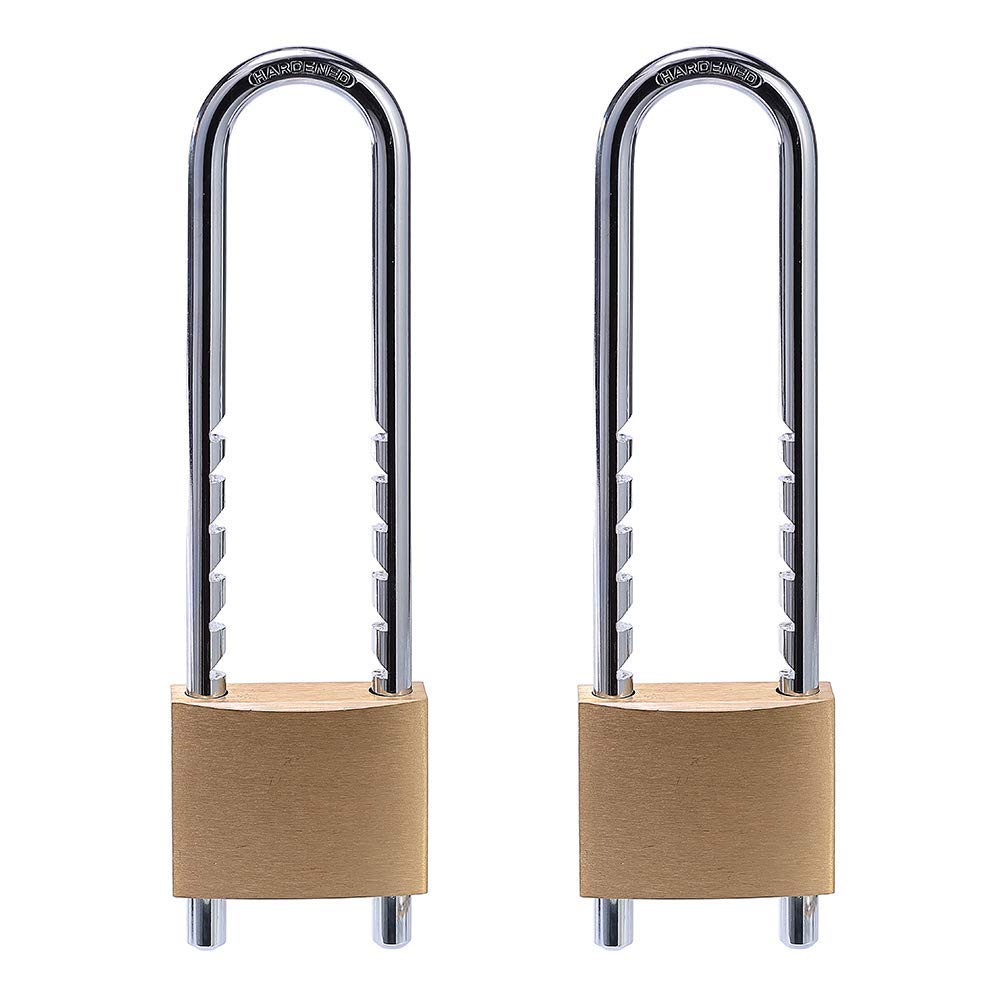 Fu Volante Solid Brass Outdoor Padlocks, 2 inch Wide Body, 2 Pack Keyed ...
