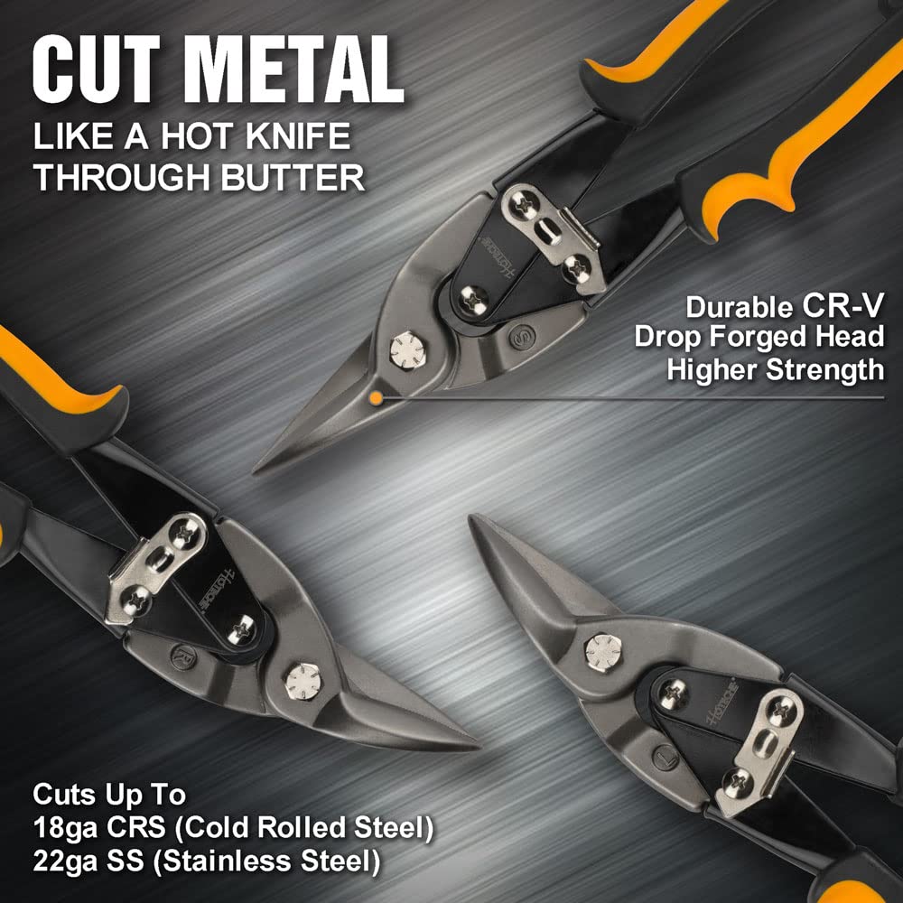 Snapklik.com : Hoteche 3-Piece Aviation Snip Set 10-Inch Sheet Metal Shears - Left