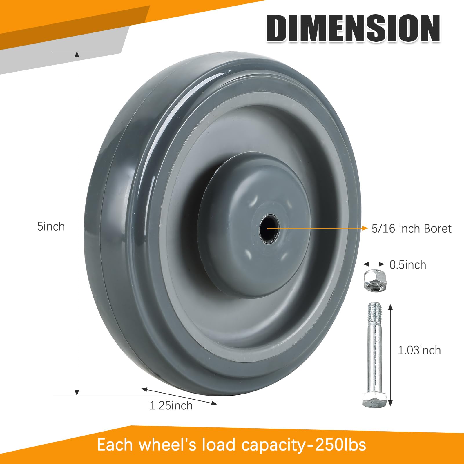 Snapklik.com : FLKQC 4 Pack Shopping Cart Replacement Wheels Kit 5-inch ...