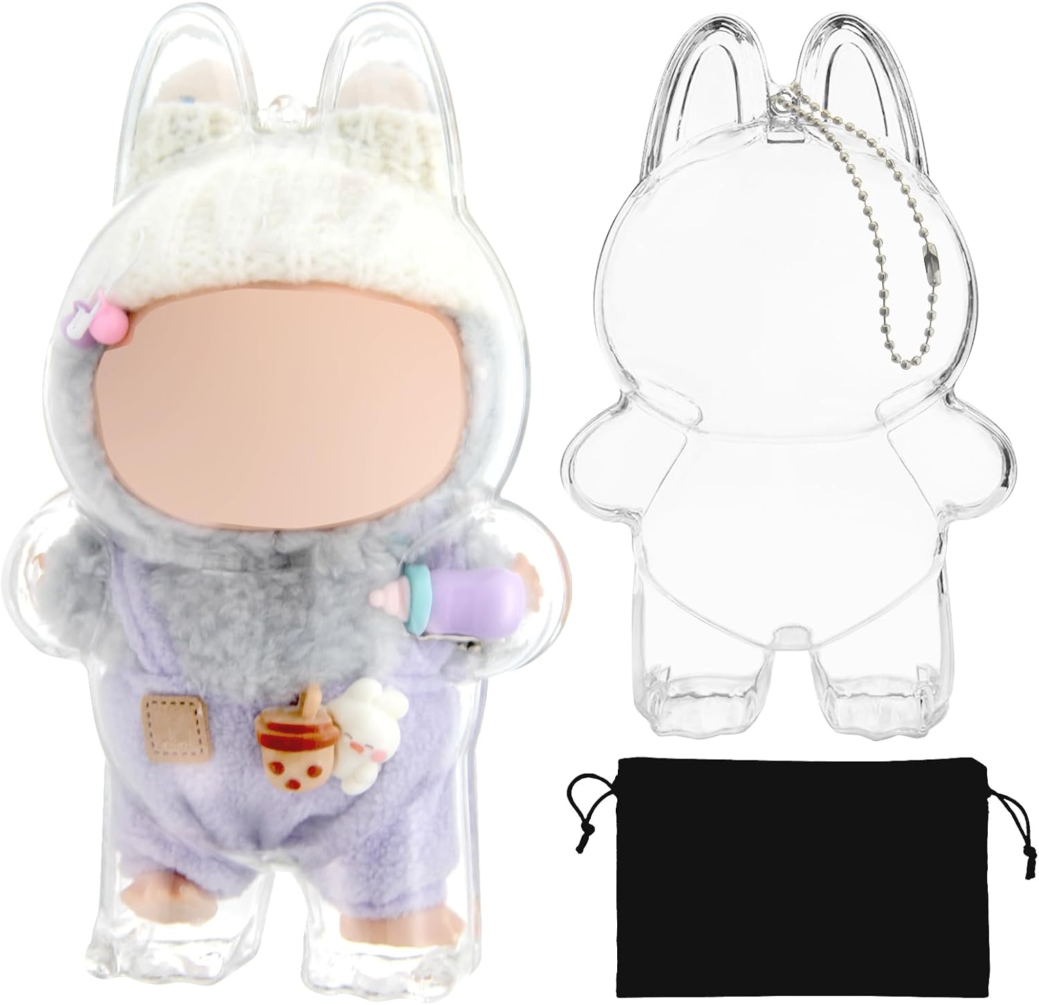 Protective Case for 17cm Doll, Plastic Clear Display Box with Key Chain ...