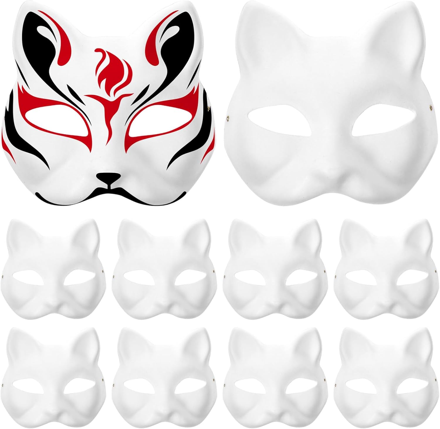 Amazon.com: STOBOK Cat Mask, 10pcs Masquerade Cat Masks DIY Paintable ...