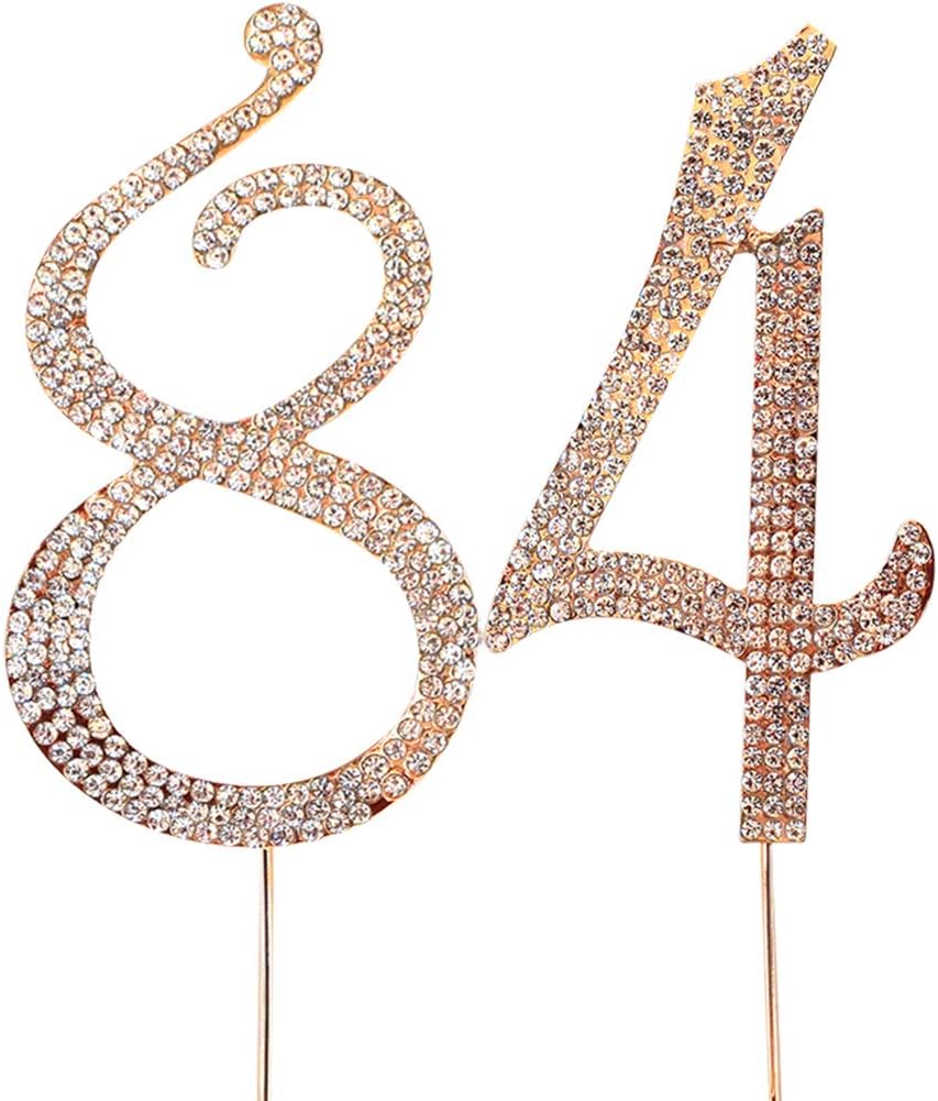Amazon.com: MAGJUCHE Gold 84" Crystal Cake Topper, Number 84 ...