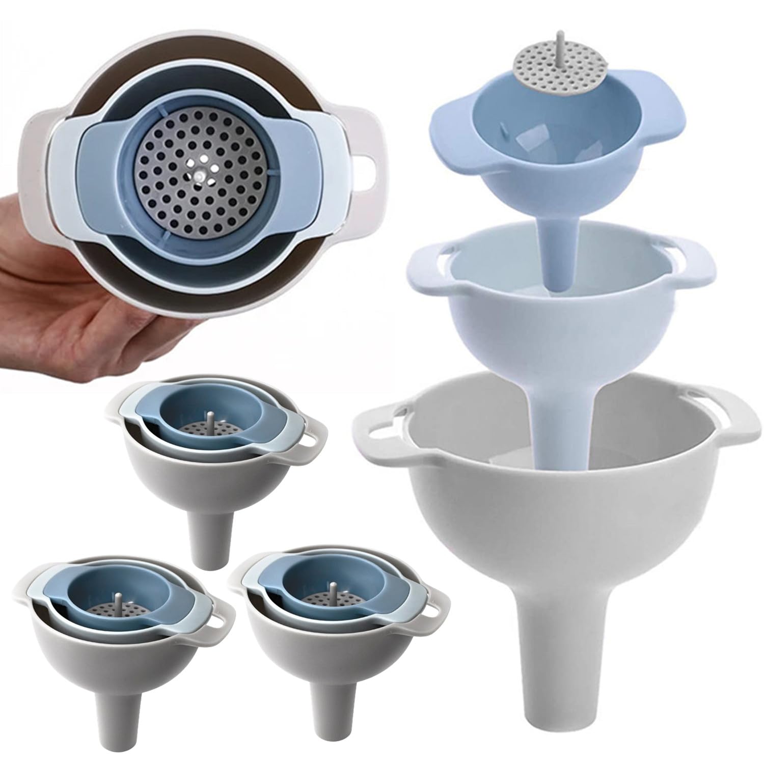 Snapklik.com : RHBLME 16 PCS Kitchen Funnel Set, 4 In 1 Plastic Funnels ...